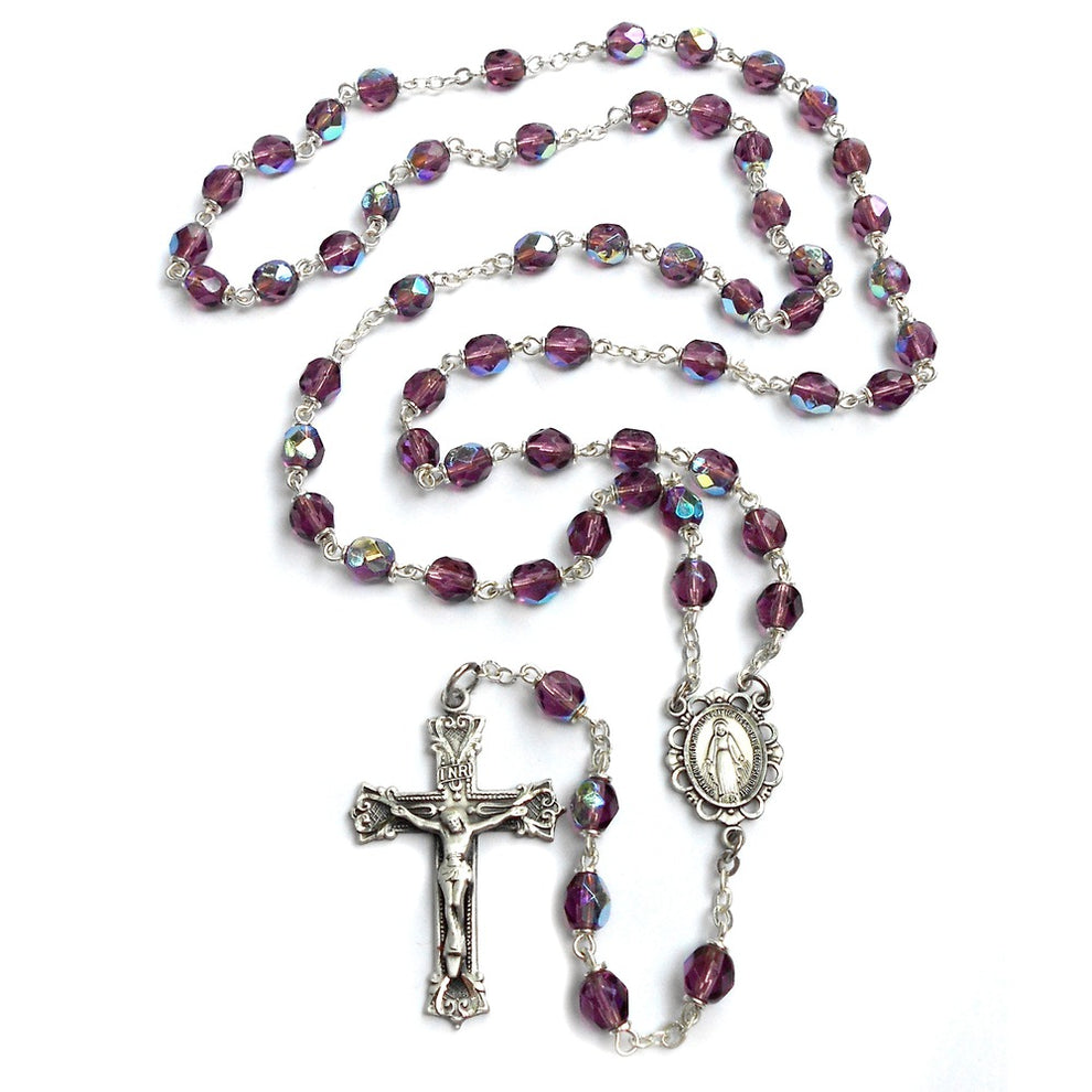 Bohemian Glass Birthstone Rosary – Amethyst / February – Rosary.com