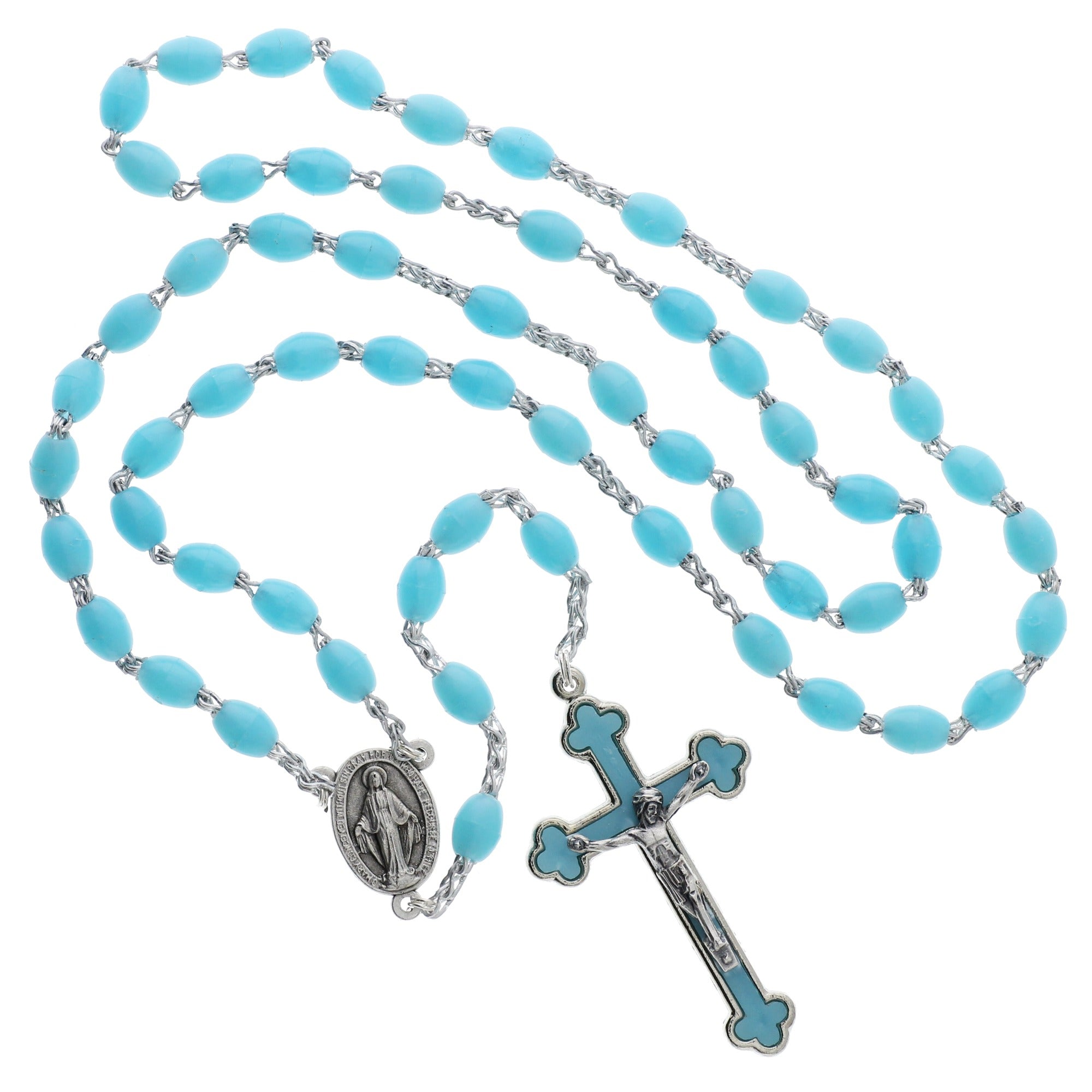 Aqua Blue Plastic Rosary - Luminous – Rosary.com